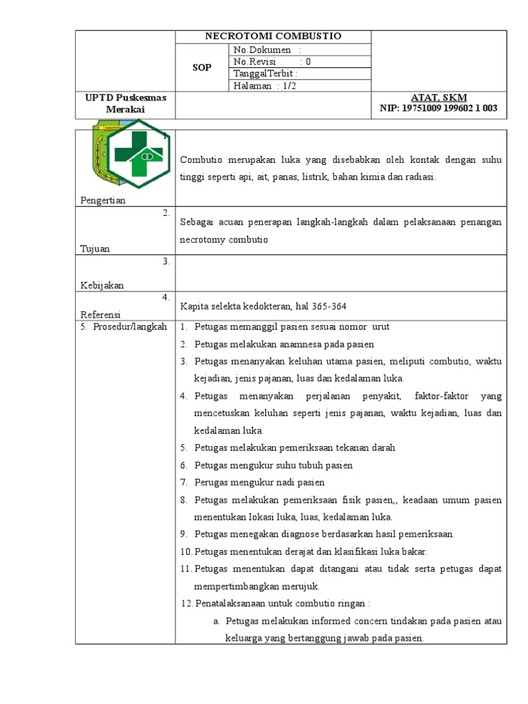 Sop Necrotomi Combustio | PDF