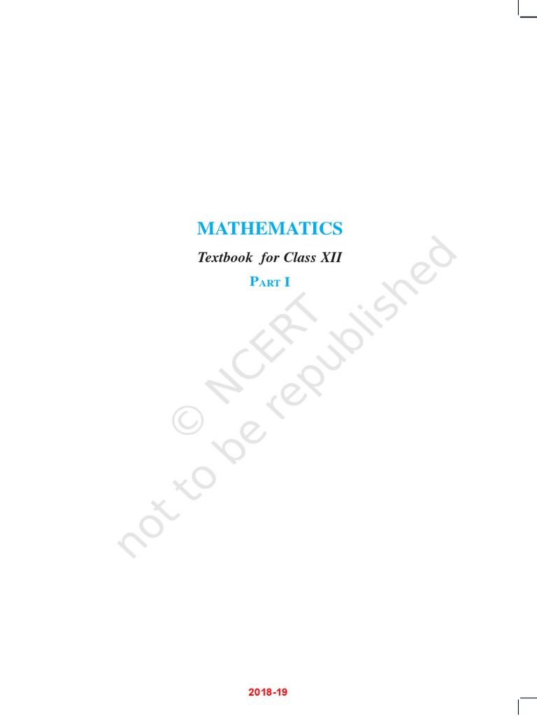 Maths Class 12 Part 1 PDF | PDF | Matrix (Mathematics) | Determinant