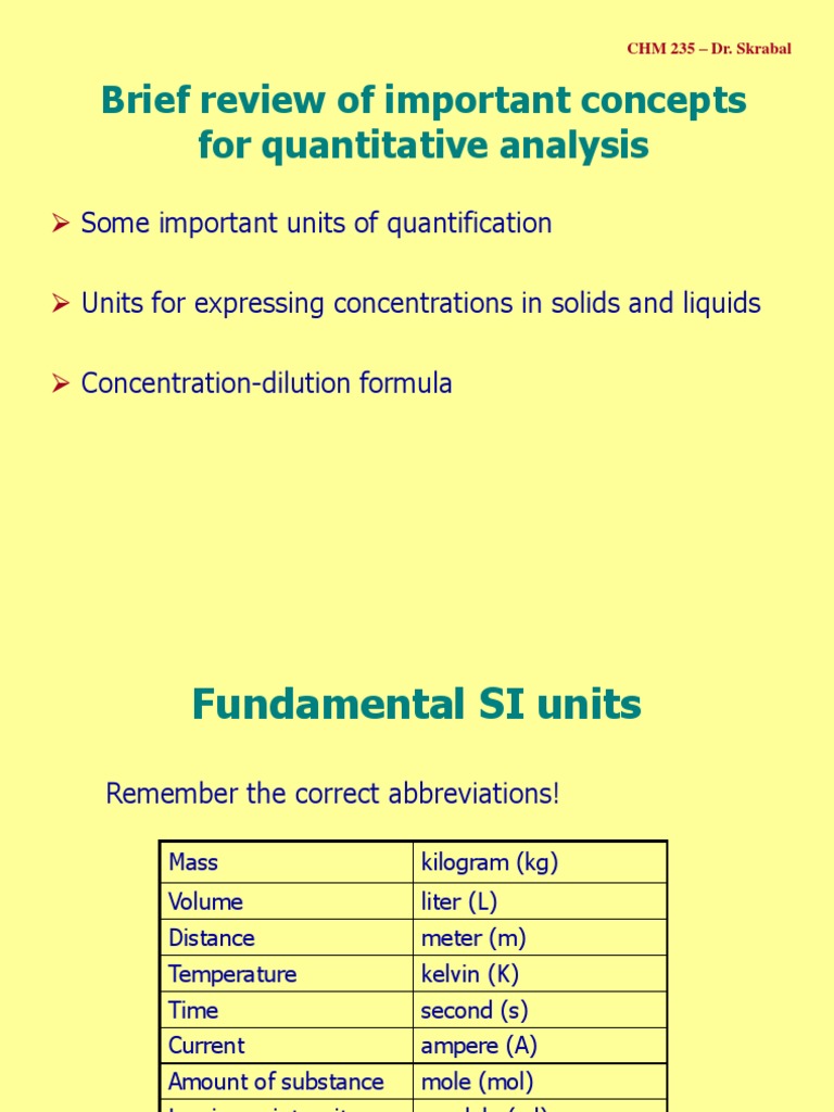 Brief Review of Important Concepts For Quantitative Analysis | PDF ...