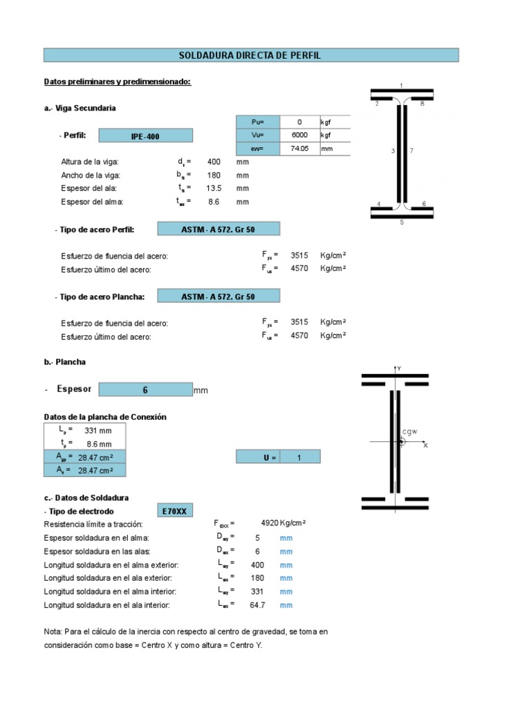 Diseño y Cálculo de Conexión Soldada Perfil Ipe | PDF | Acero | Materiales de construcción
