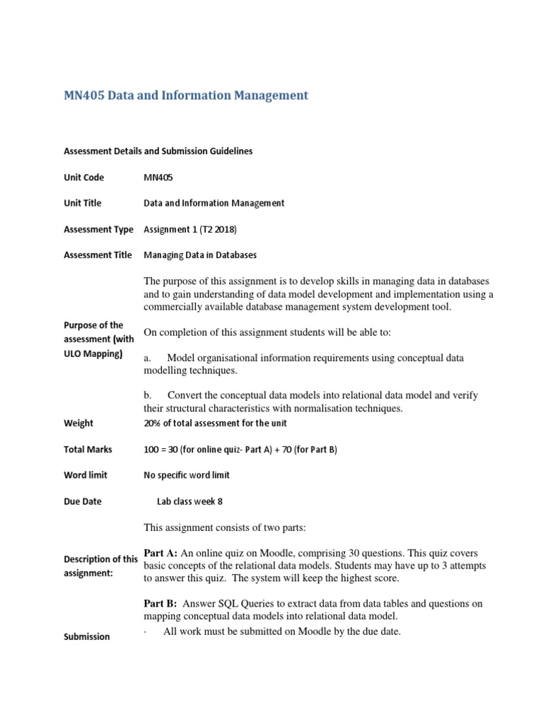 MN405 Data and Information Management | PDF | Business Intelligence | Microsoft Access