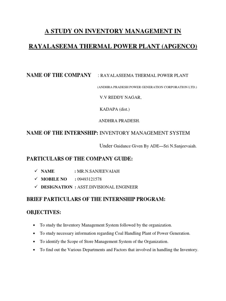 Project On Inventory Management at RTTP | PDF | Bearing (Mechanical ...