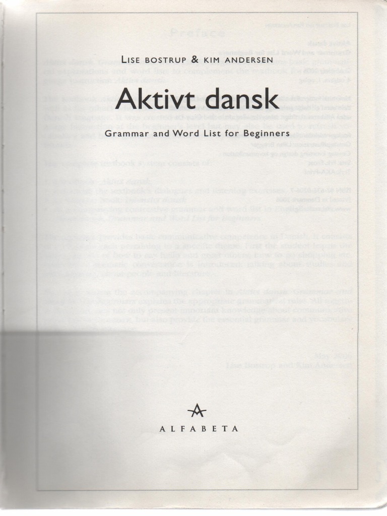 Aktivt Dansk (Grammar and Word List For Beginners) | PDF