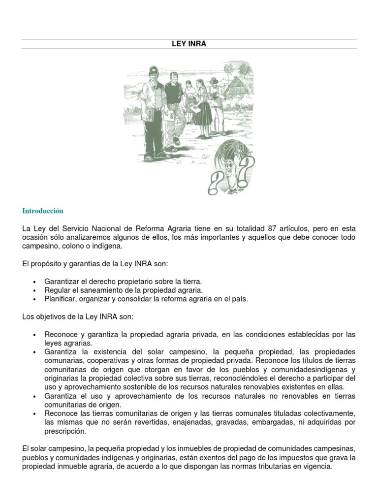 Ley Inra | PDF | Reforma agraria | Propiedad