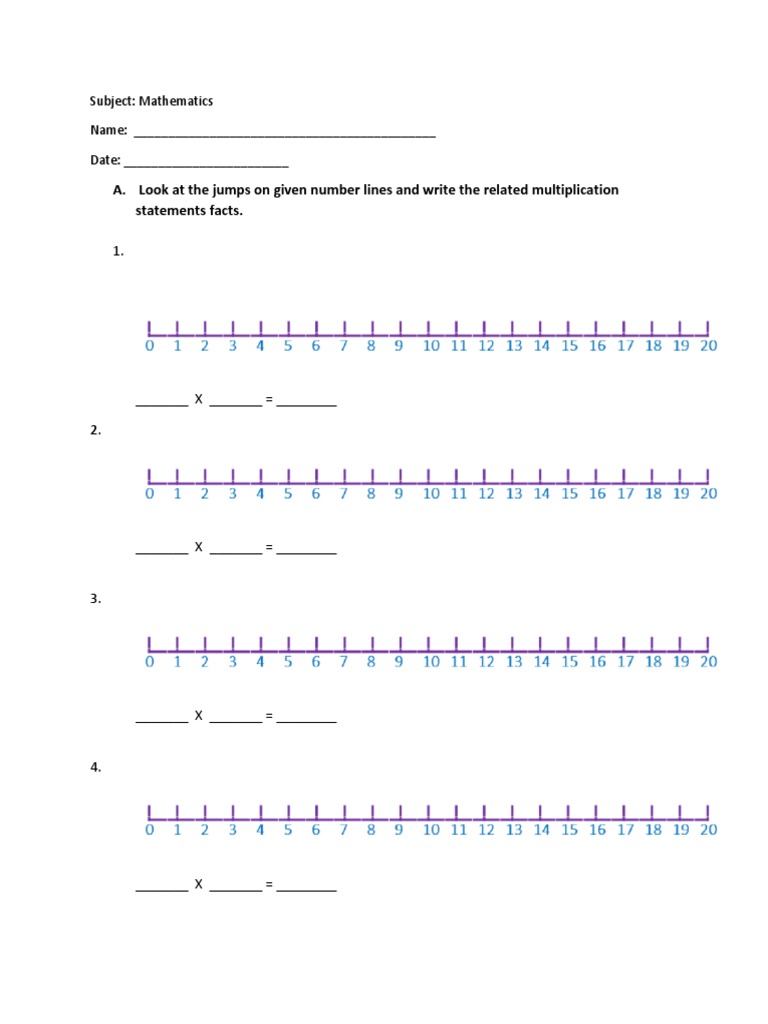 A. Look at The Jumps On Given Number Lines and Write The Related ...