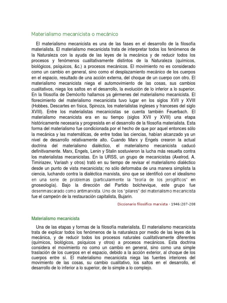 Materialismo Mecanicista o Mecánico | PDF | Teorías filosóficas ...