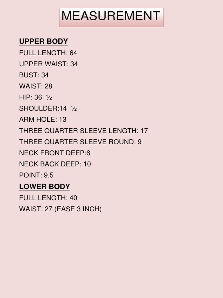 Measurement Sheet: Upper Body | PDF | Art