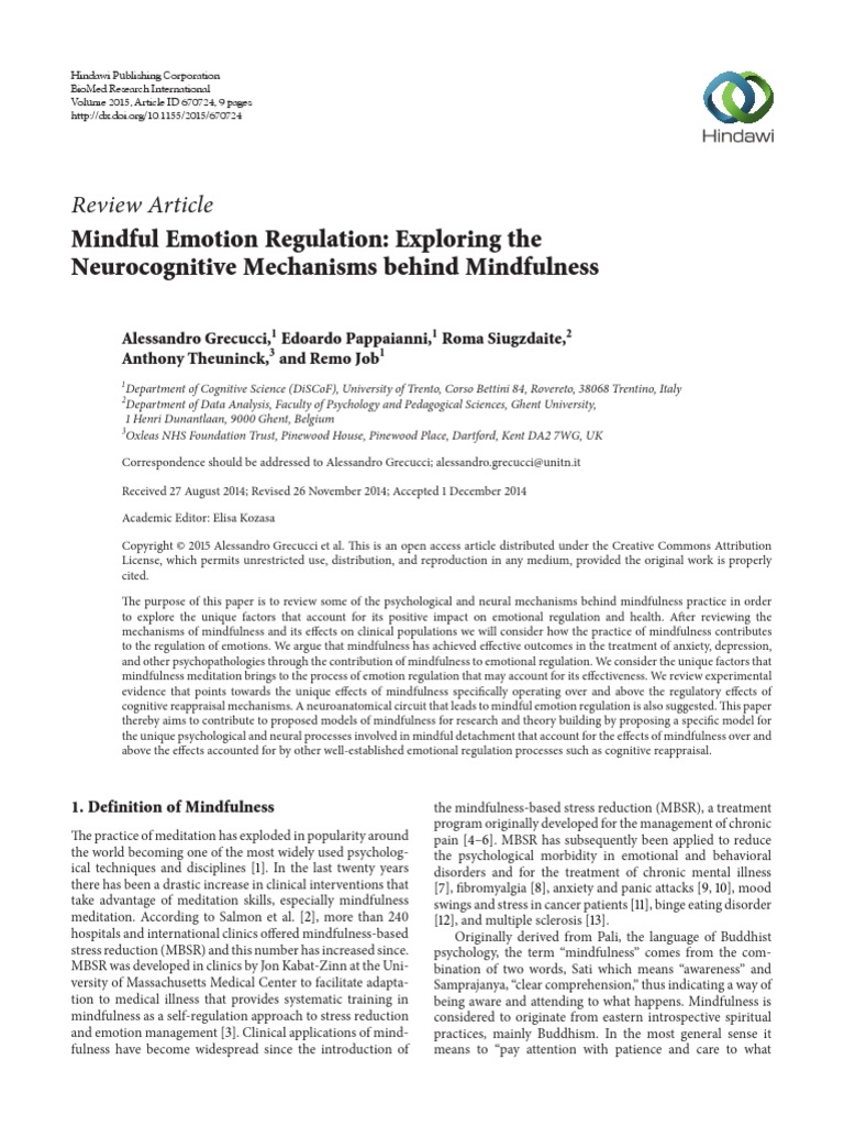 Mindful Emotion Regulation | PDF | Mindfulness | Emotional Self Regulation