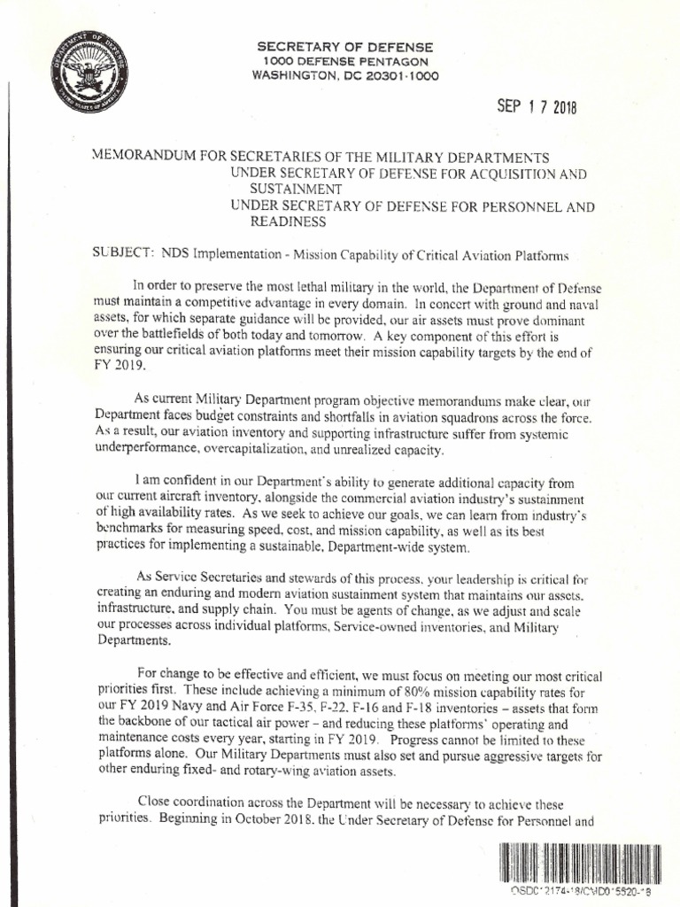 Mattis Memo | PDF