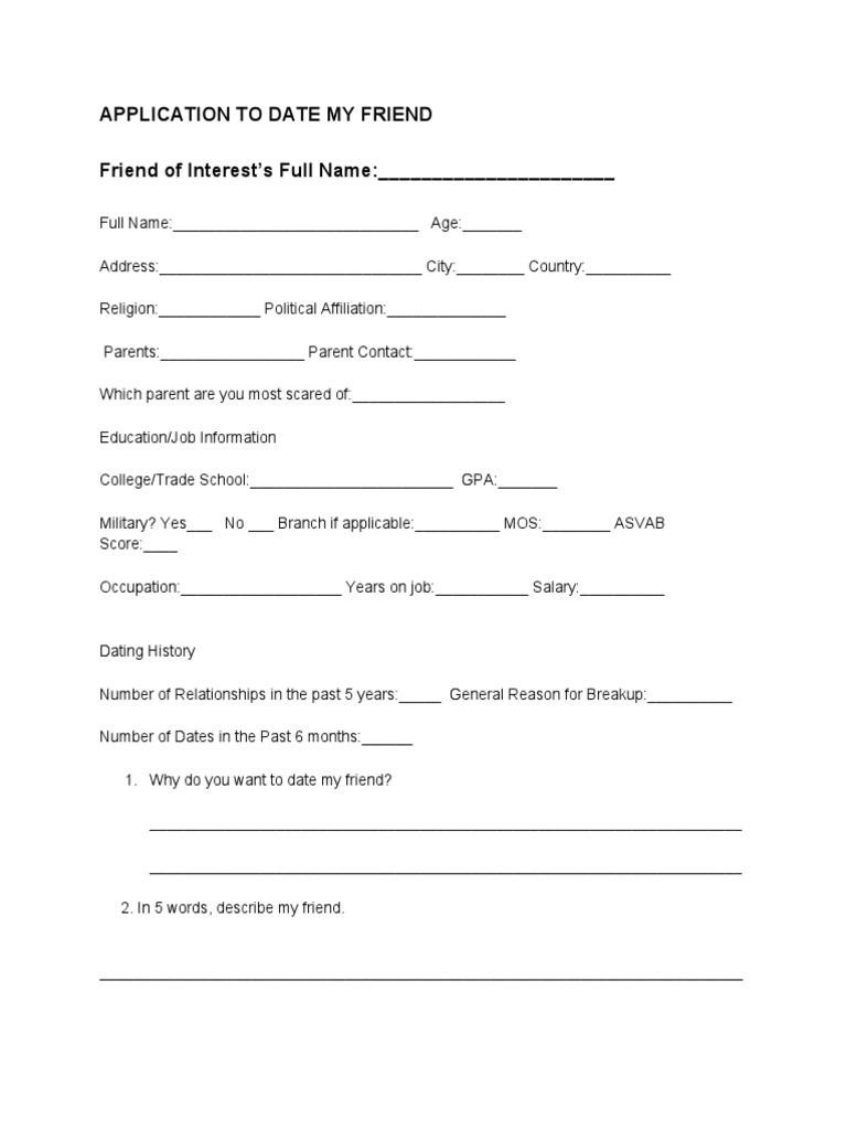 Application To Date My Friend | PDF