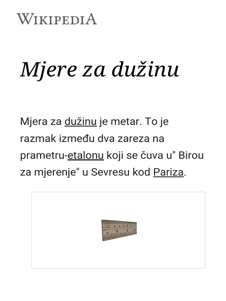 Mjere Za Dužinu - Wikipedia PDF | PDF