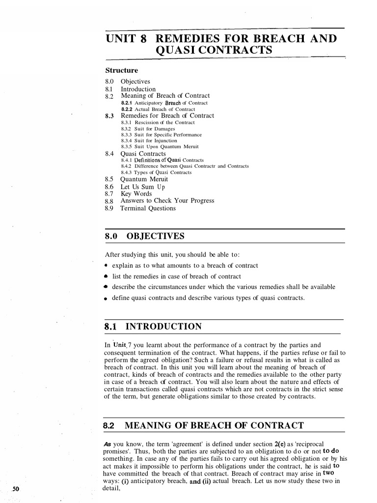 Remedies For Breach Contracts | PDF | Breach Of Contract | Damages