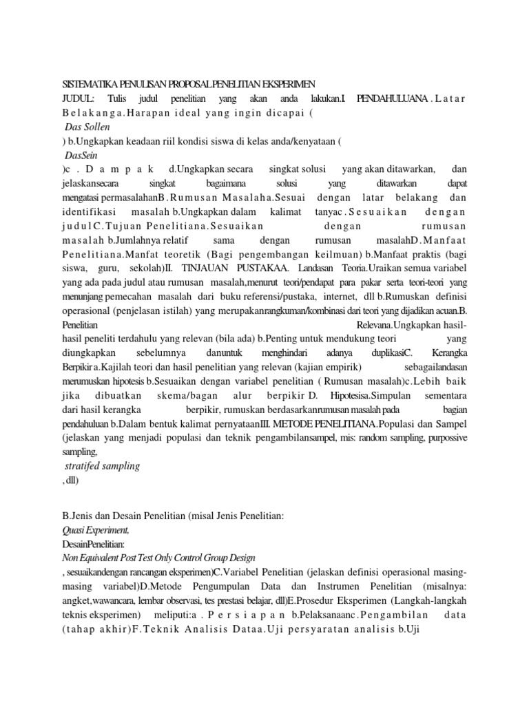 Panduan Proposal Penelitian Eksperimen | PDF