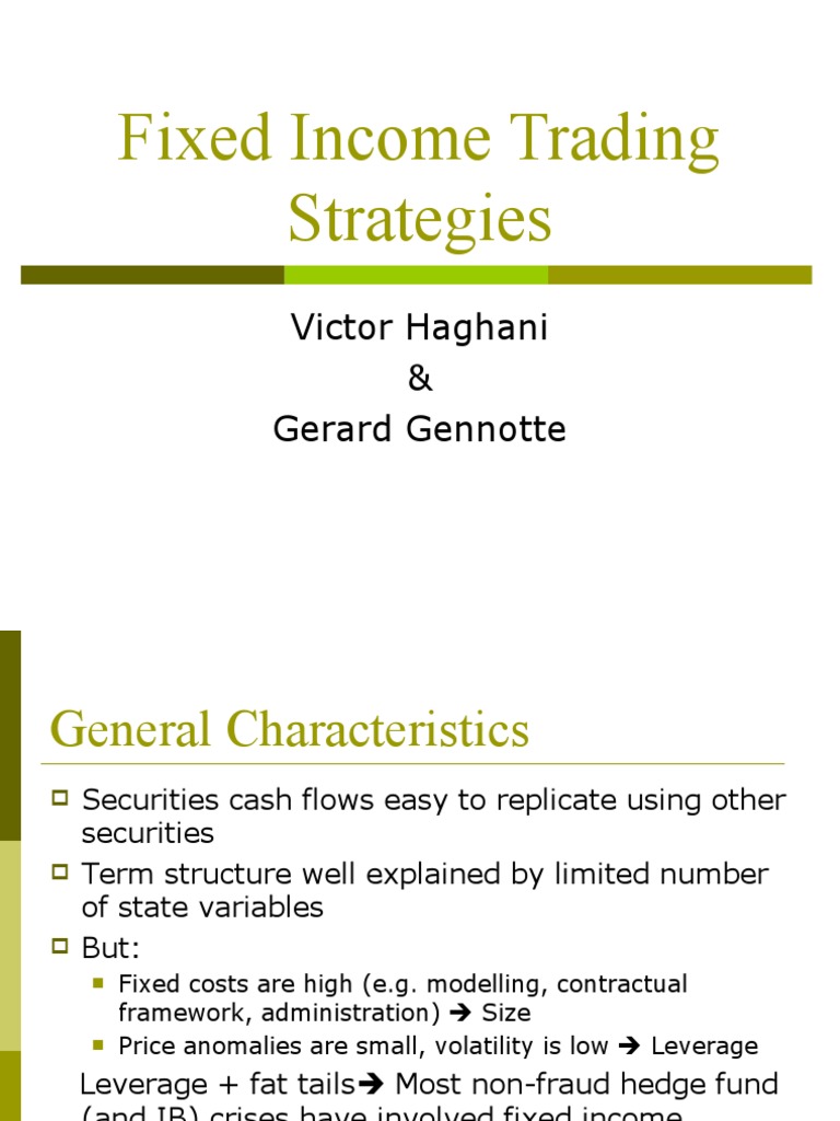 Fixed Income Trading Strategies: Victor Haghani & Gerard Gennotte | PDF ...