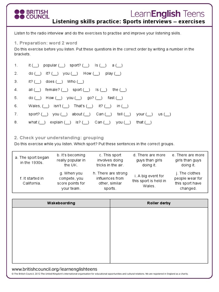 Sports Listening Exercises Guide | PDF | Sports | Leisure