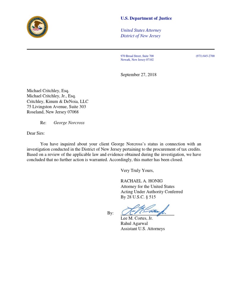Letter From U.S. Justice Department | PDF