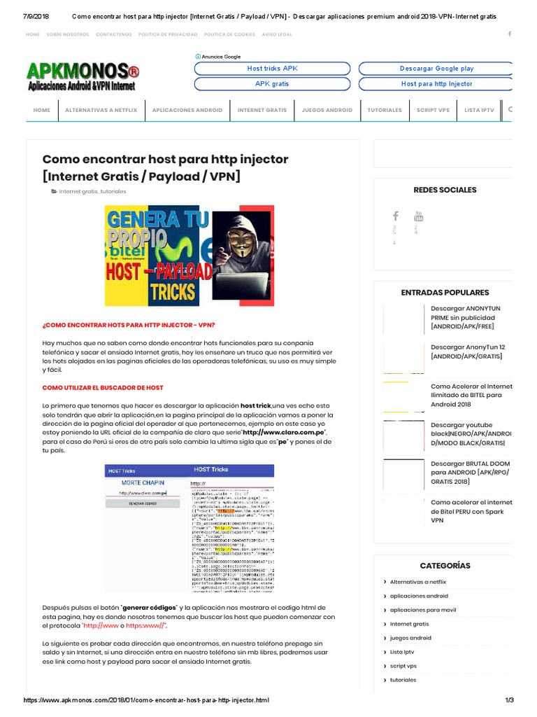 Como Encontrar Host para HTTP Injector (Internet Gratis - Payload - VPN ...