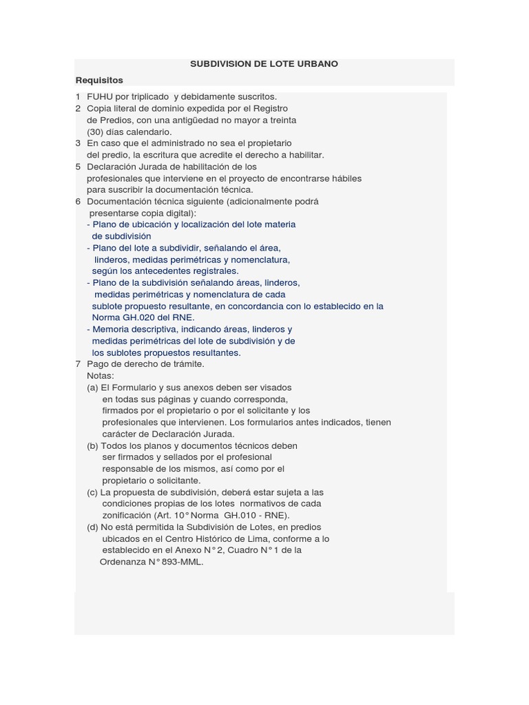 Requisitos Subdivision de Lote | PDF | Gobierno