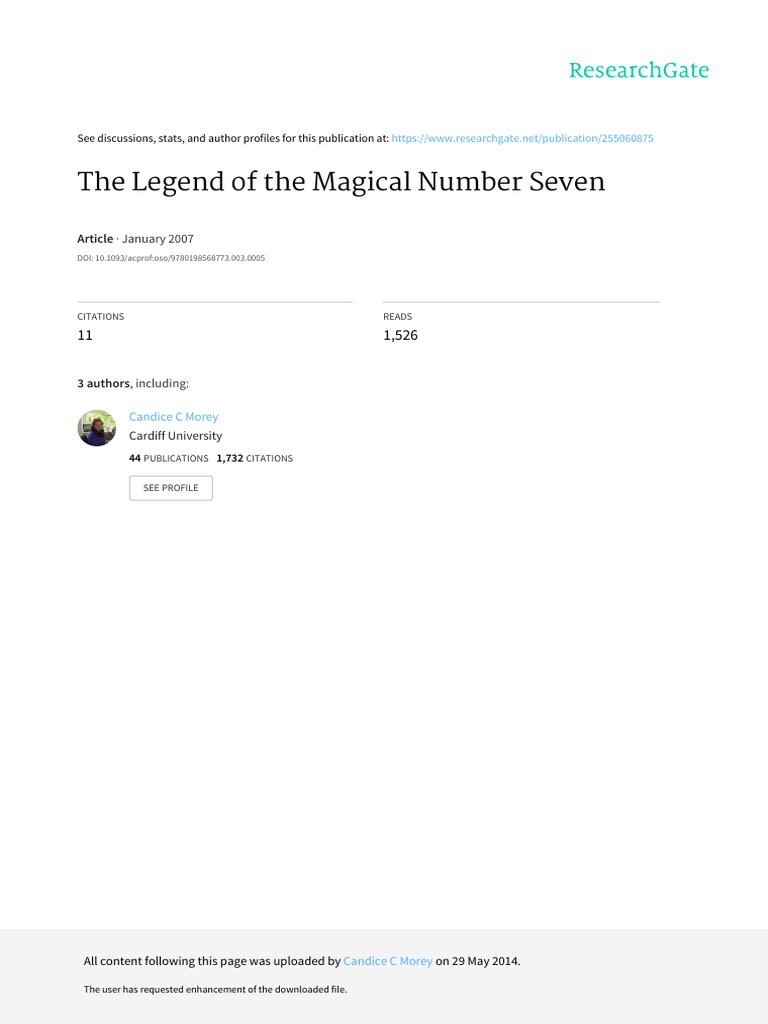 The Legend of the Magical Number Seven | PDF | Recall (Memory) | Memory
