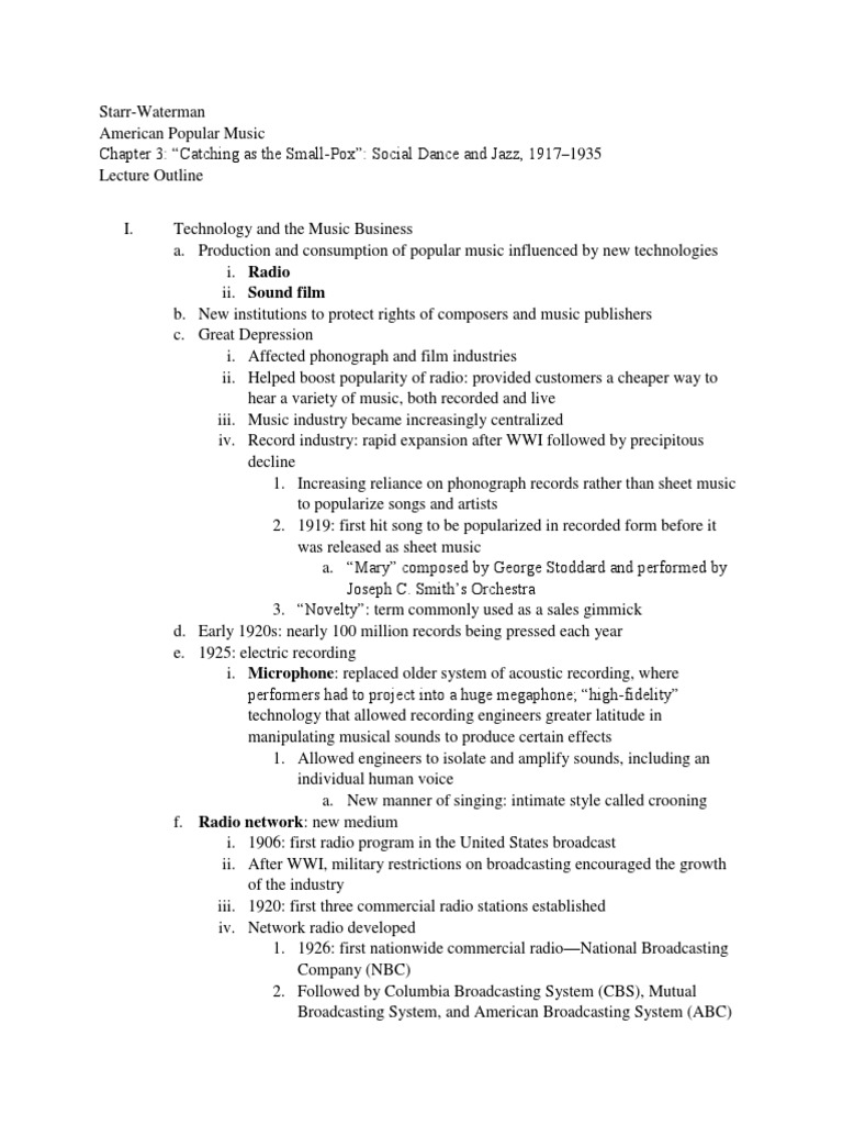 Chapter 3 Lecture Outline - Docx CE | PDF | Jazz | Dances