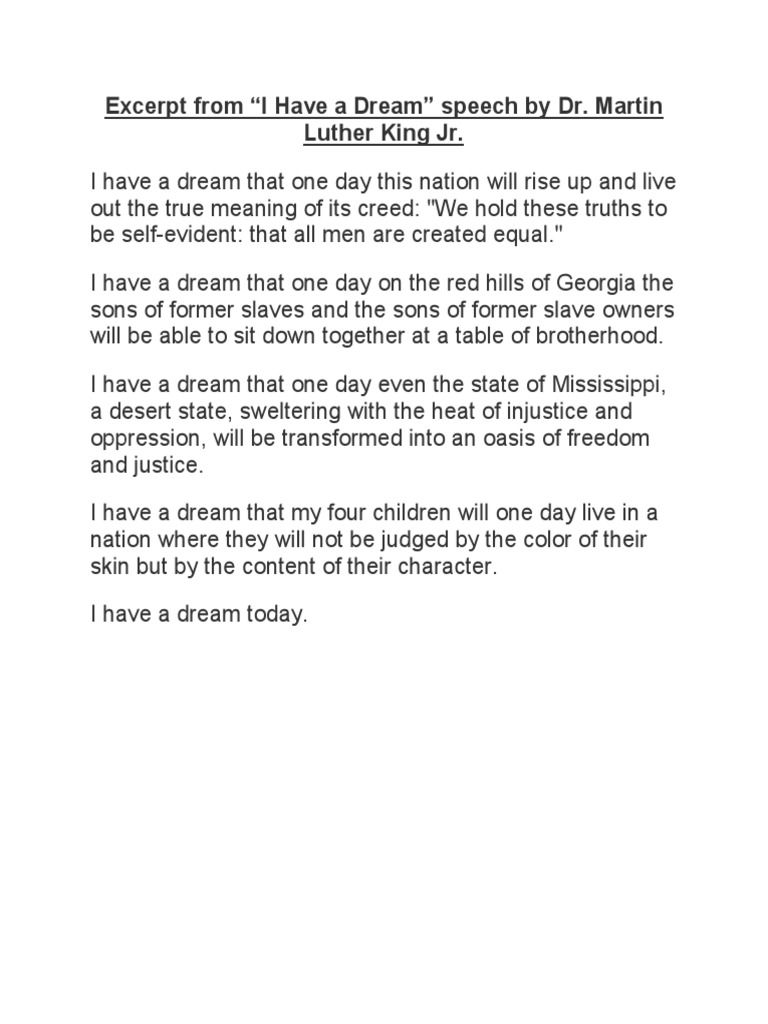 I Have A Dream Speech Full Text