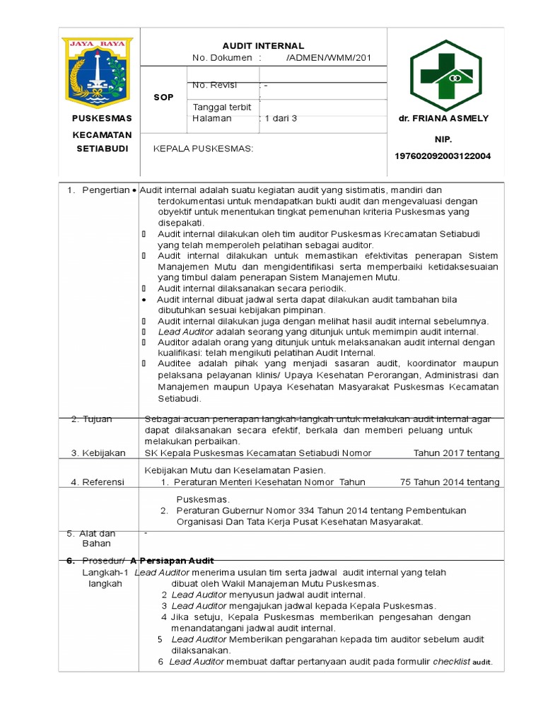 Contoh Sop Audit Internal | PDF