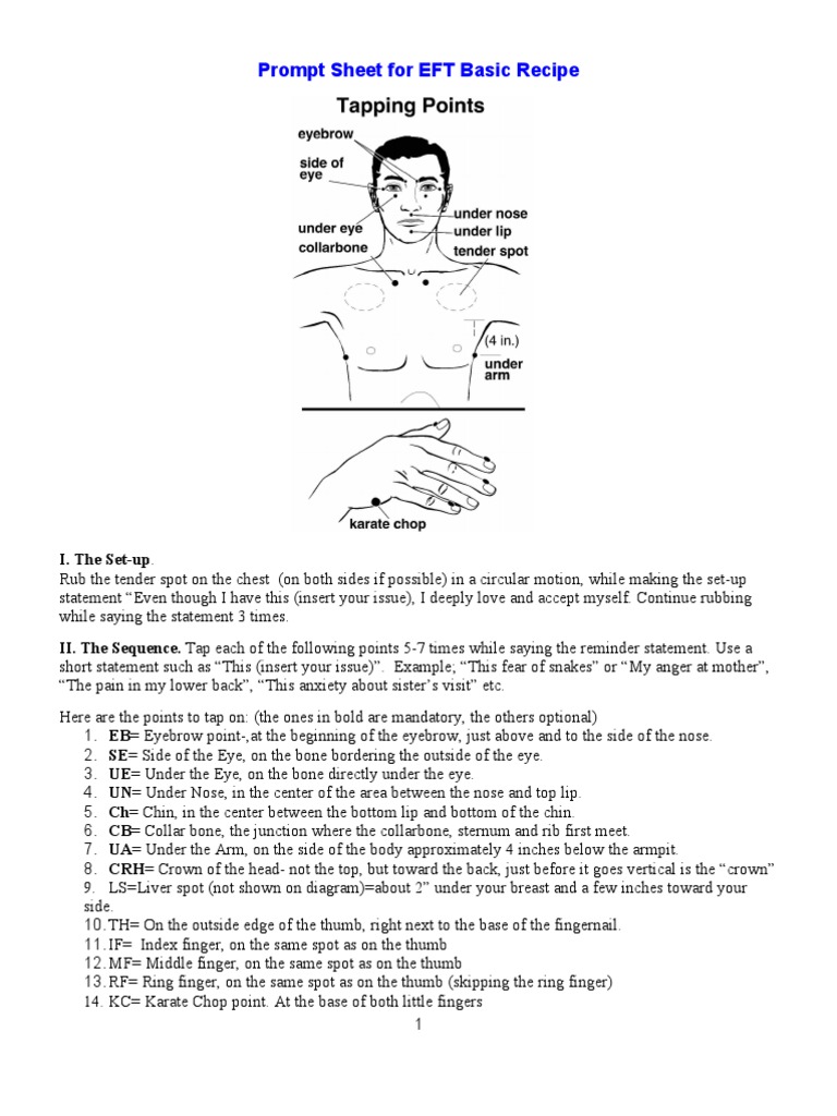 Prompt Sheet For EFT Basic Recipe: I. The Set-Up | PDF | Hand