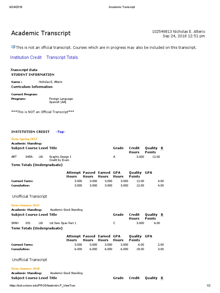 Academic Transcript | PDF | Undergraduate Education | Change