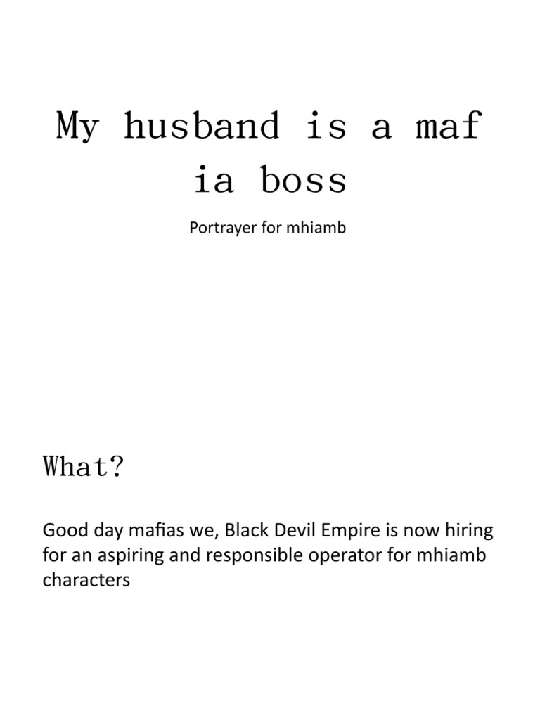 My Husband Is A Maf Ia Boss: Portrayer For Mhiamb | PDF | Self-Improvement