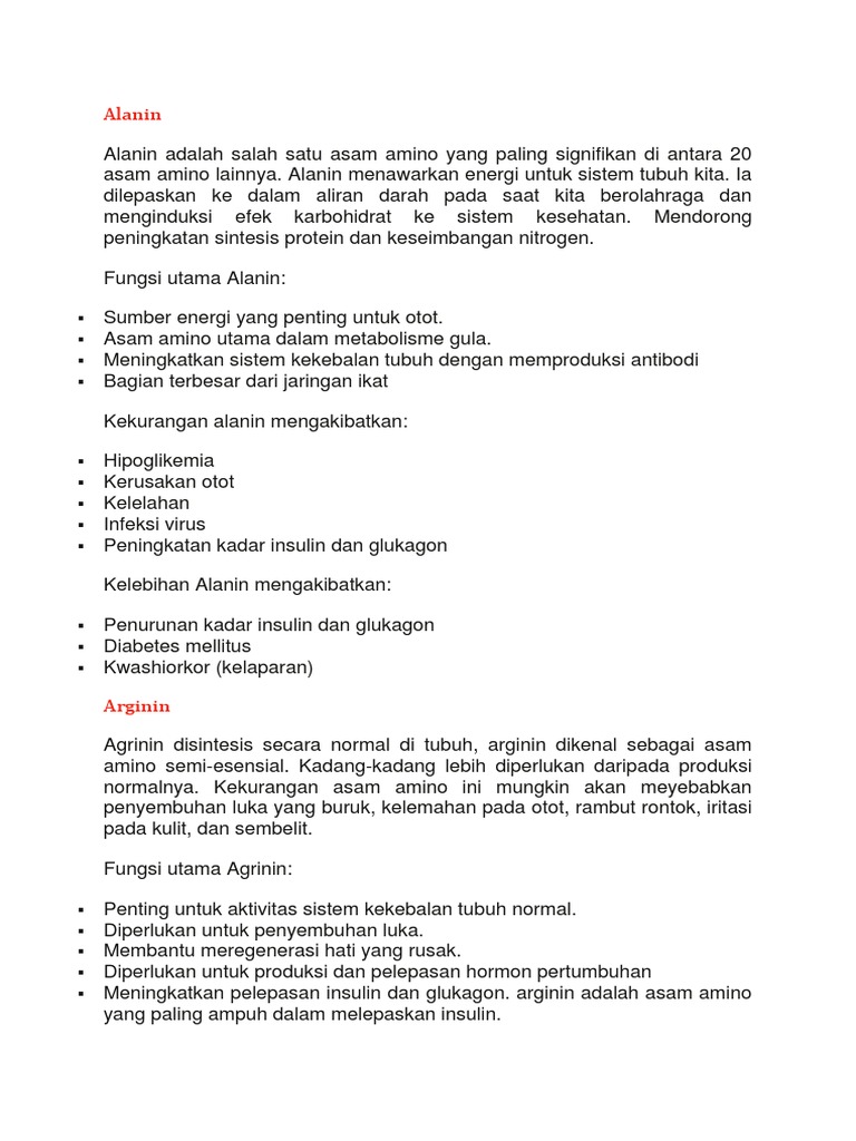 20 Macam Asam Amino & Fungsi | PDF