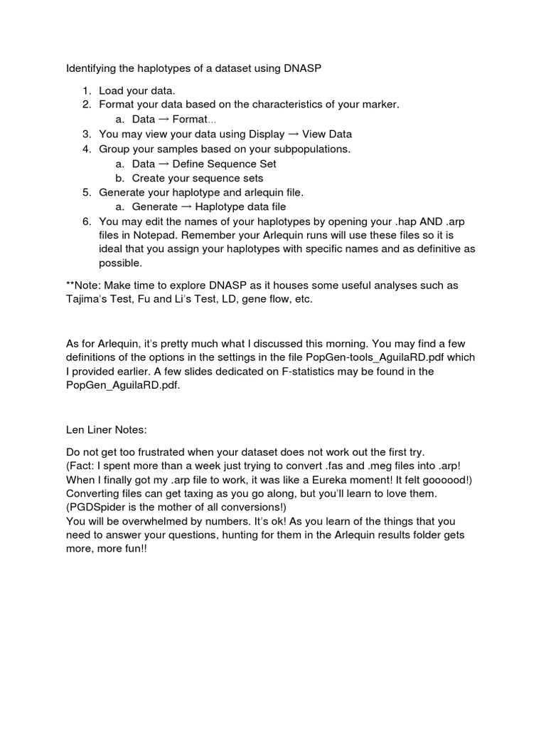 Haplotype Identification with DNASP | PDF