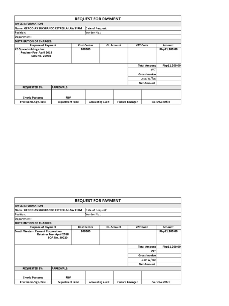 Request For Payment Template | PDF