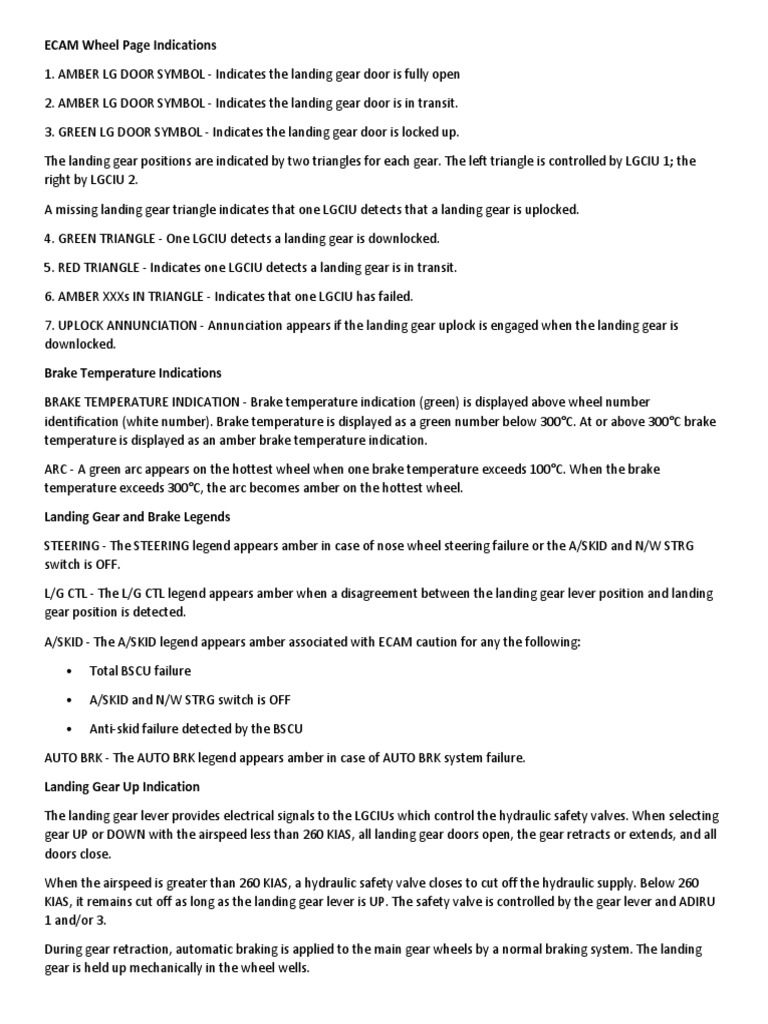 A320 ECAM Wheel Page Overview | PDF | Landing Gear | Anti Lock Braking ...