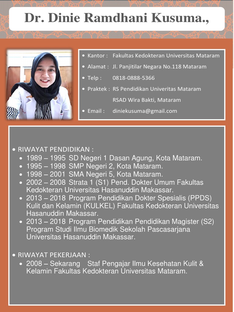 Dr. Dinie Ramdhani Kusuma., SP - KK., M.Kes: Riwayat Pendidikan | PDF