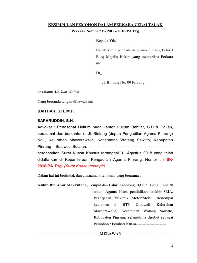 Kesimpulan Dalam Perceraian | PDF