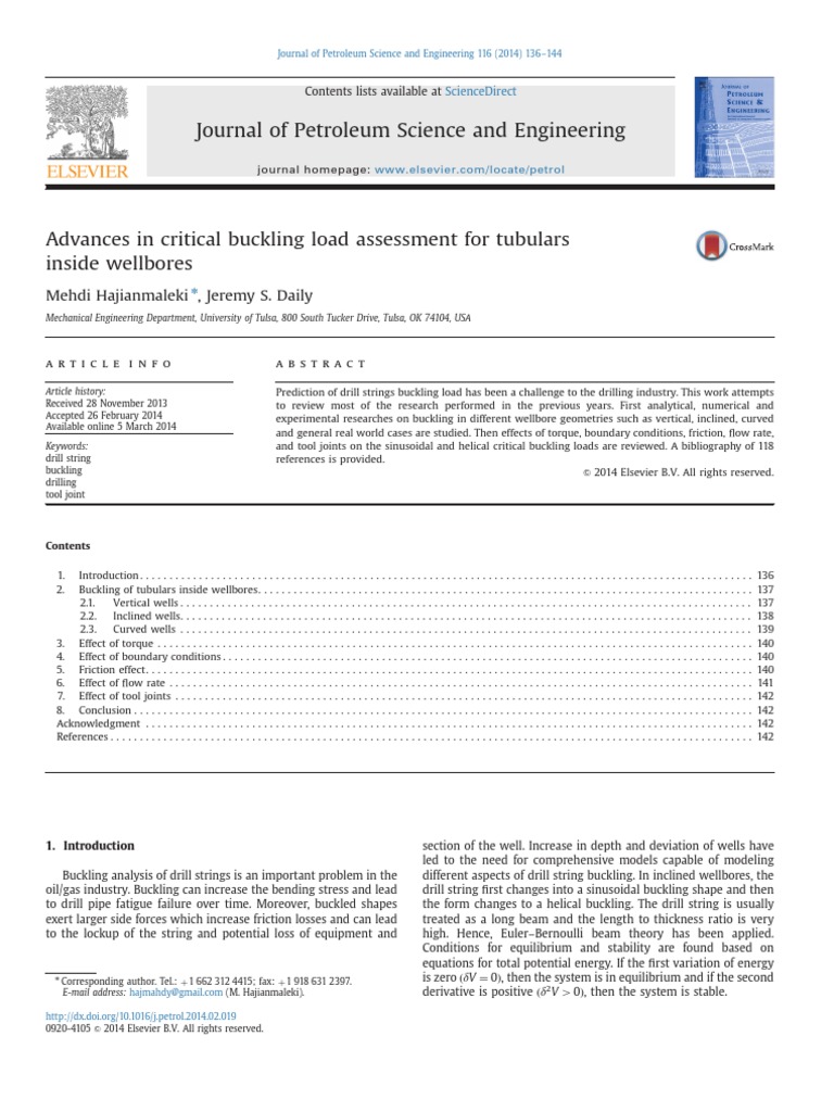 Advances in Critical Buckling Load Assessment For Tubular Inside ...
