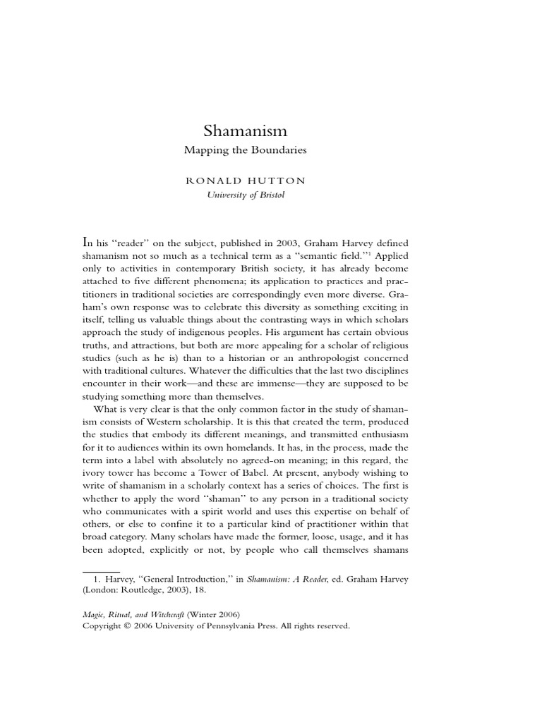 Shamanism: Mapping The Boundaries | PDF | Witchcraft | Shamanism