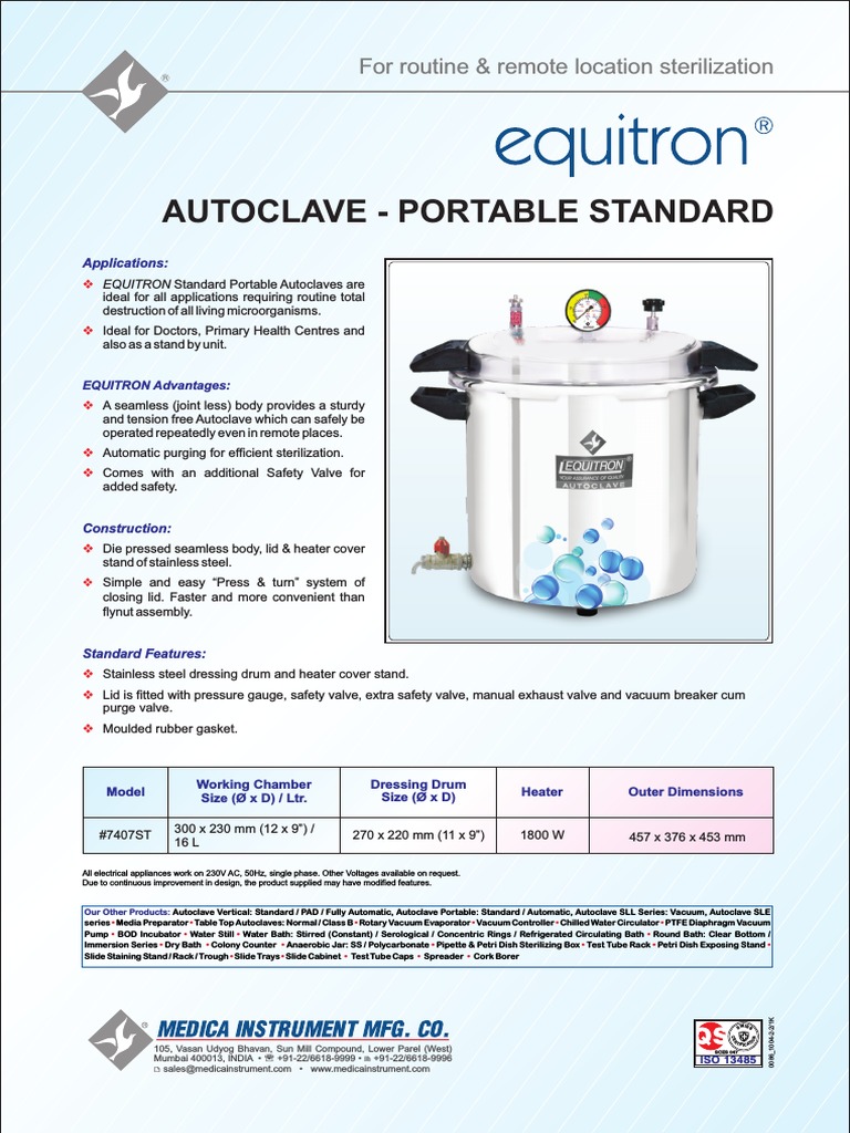 Autoclave - Portable Standard: For Routine & Remote Location ...