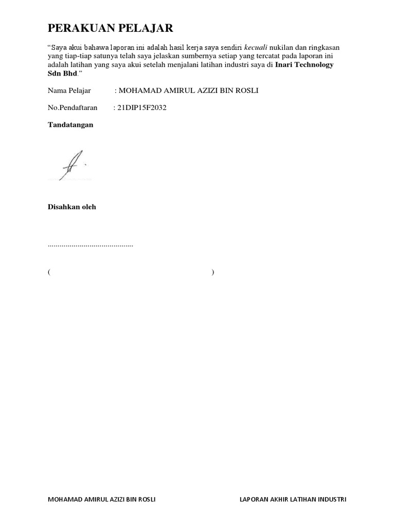 Perakuan Pelajar | PDF