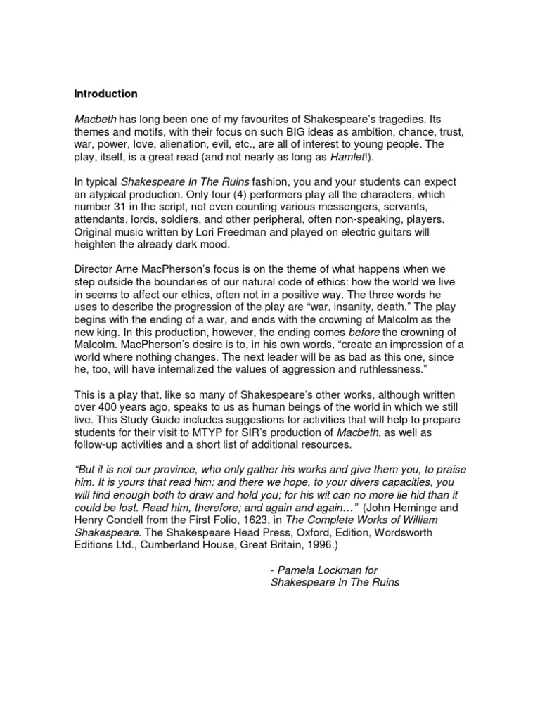 Macbeth Study Guide | PDF | Macbeth