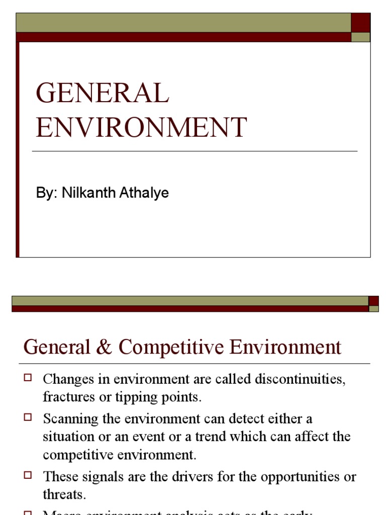General Environment: By: Nilkanth Athalye | PDF | Economics | Economies