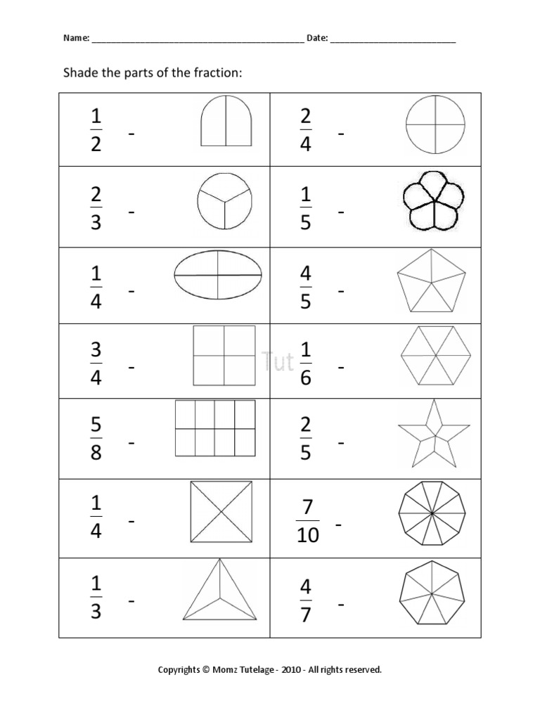 Fraction Shading Worksheet for Kids | PDF