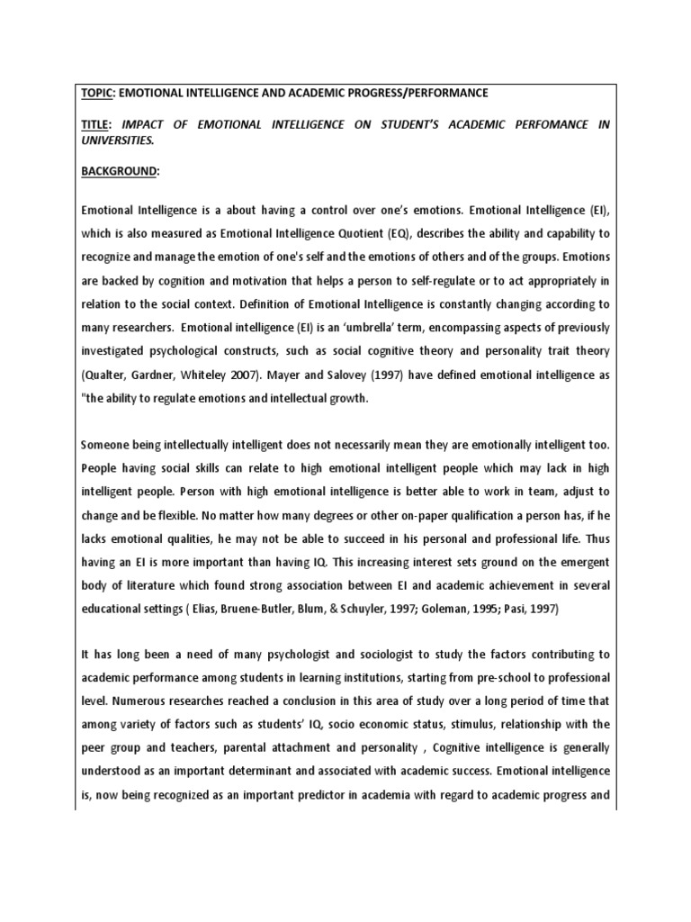 Emotional Intelligence and Academic Performance | PDF | Emotional ...