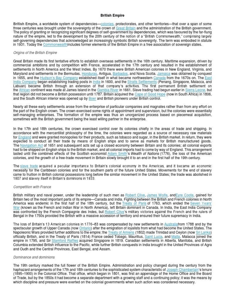 Origins of The British Empire | PDF | Dominion | British Empire