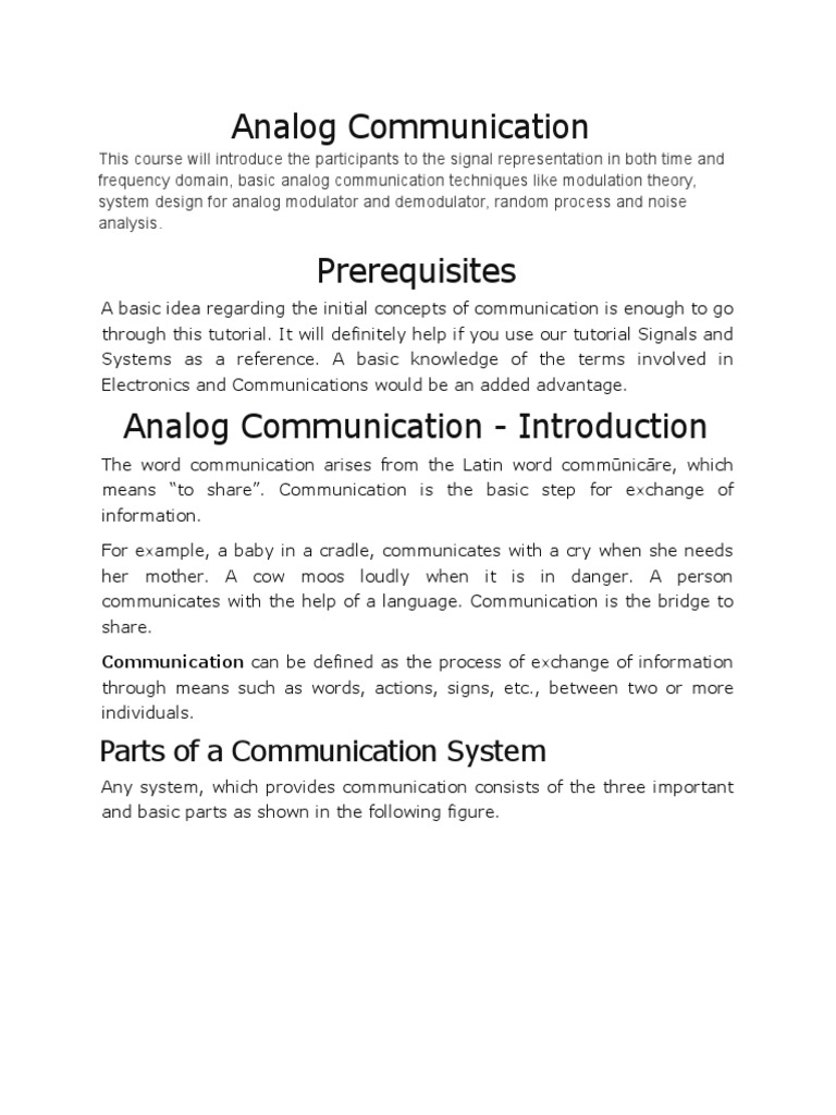 Analog Communication Notes | PDF | Detector (Radio) | Modulation