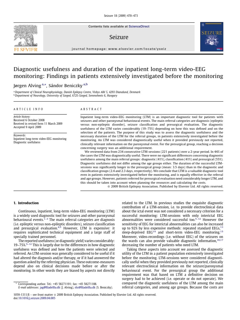 1.diagnostic Long Term Video EEG | PDF | Epilepsy | Electroencephalography