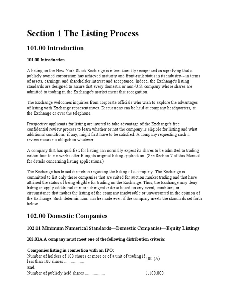 Section 1 The Listing Process | Download Free PDF | Telecommunications ...