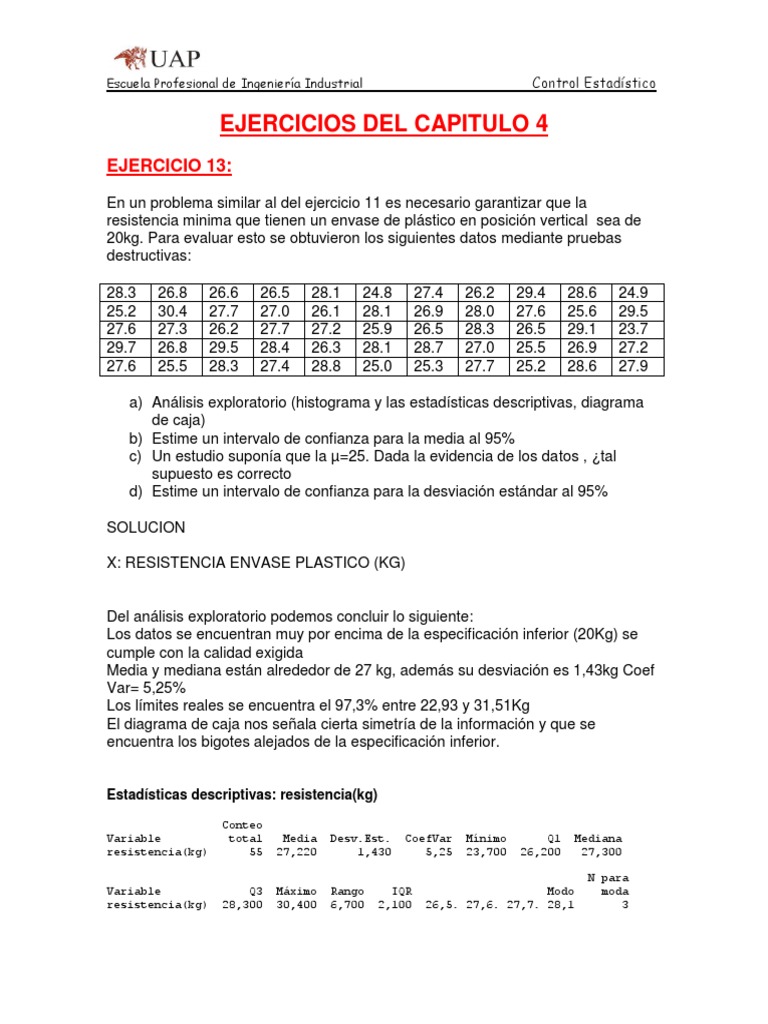 Ejerc | PDF | Distribución normal | Intervalo de confianza