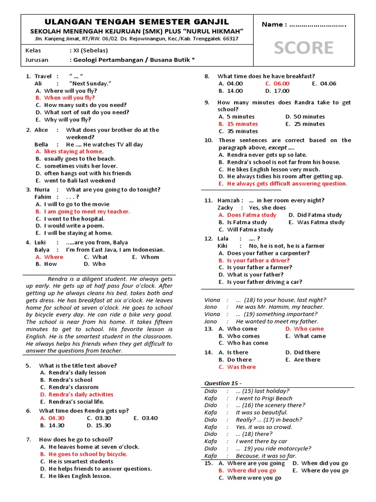 UTS XI-Soal Jadi - Jawaban | PDF | Language Mechanics | Semantics