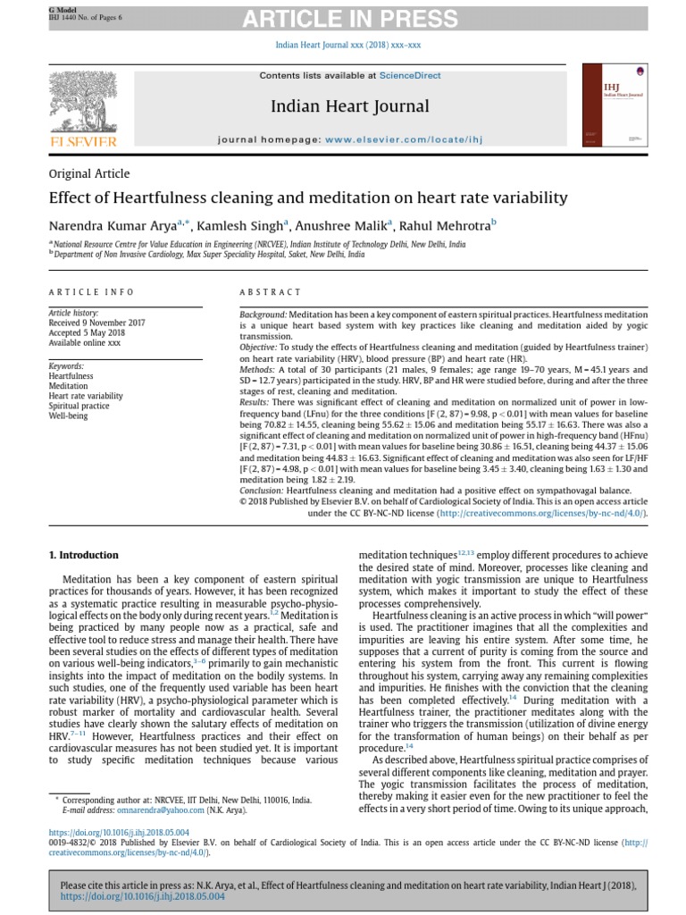 Indian Heart Journal: Narendra Kumar Arya, Kamlesh Singh, Anushree ...